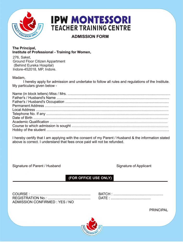 Admission - Montessori Training Institute Indore | Institute of ...